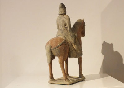 Painted Gray Pottery Equestrian Figure | Becker Antiques | Amsterdam