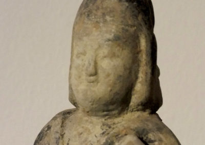 Painted Gray Pottery Equestrian Figure | Becker Antiques | Amsterdam